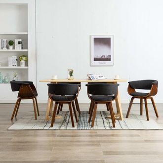 vidaXL Vidaxl - Chaises &agrave; manger lot de 6 gris bois courb&eacute; et tissu