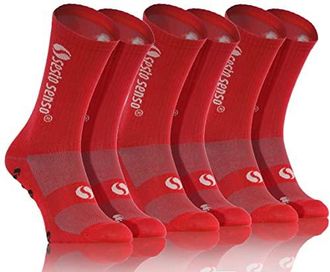 Sesto Senso 3 Paires Chaussettes de Sport Rouge Homme Femme Coton Colorées Chaussettes Mollet 43-46 Red