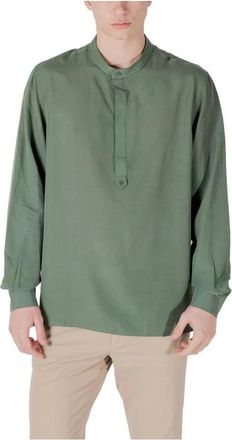 Antony Morato Homme, Chemises, Vert, Taille: XL Chemise en Lyocell avec Boutonnage sur le Devant et Col Classique