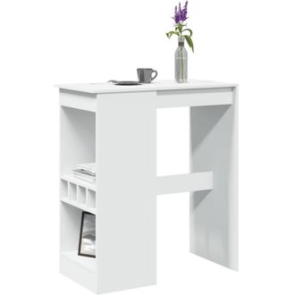 vidaXL Table de bar avec &eacute;tag&egrave;res blanc bois ding&eacute;nierie Vidaxl