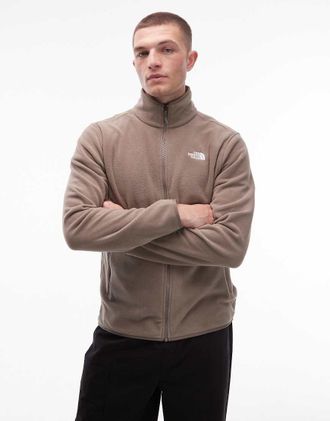 The North Face Glacier - Fleece-Jacke in Hellbraun mit Logo und Rei&szlig;verschluss-Brown