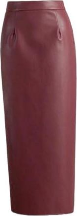 Generic Jupe crayon longue en cuir synth&eacute;tique pour femme - Taille haute - Style urbain &eacute;l&eacute;gant, bordeaux, S