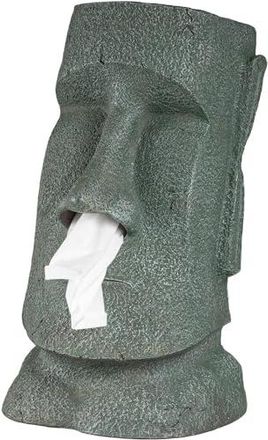 Rotary Hero Moai-Taschentuchspender - Servietten-Taschentuchbox mit Moai-Figur - Dekorativer Taschentuchhalter für Küche, Bad und Schlafzimmer - 18 x 14,5 x 32 cm