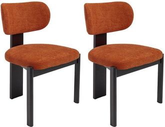 Vente-Unique Lot de 2 chaises en tissu bouclette et bois dh&eacute;v&eacute;a noir - Terracotta - WILANA
