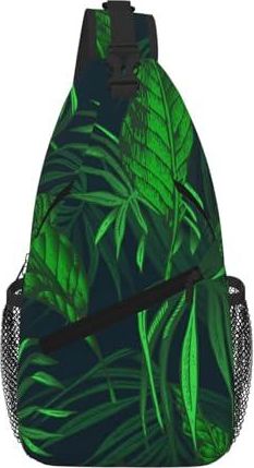 Generic Sacoche Tactique Imprim&eacute; de plantes tropicales vertes Polyester Sacs &agrave; Bandouli&egrave;re R&eacute;glable Sac &agrave; Dos De Voyage pour Randonn&eacute;e Femme Camping
