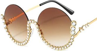 Generic 2025 Designer Diamond pour femmes lunettes de soleil décoratives rétro grand cadre extérieur plage pare-soleil fête lunettes de soleil (couleur : C, t