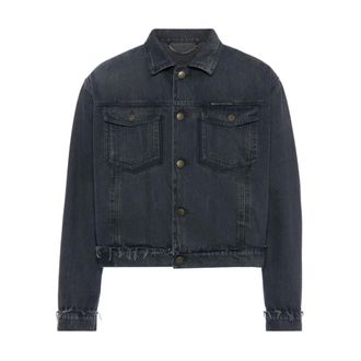 Maison Margiela Homme, Vestes, Noir, Taille: L Veste en jean &agrave; ourlet effiloch&eacute;