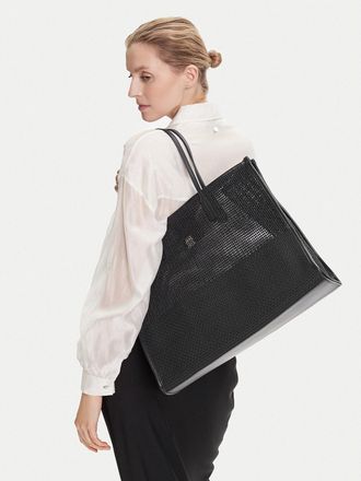 Tommy Hilfiger Handtasche Tommy Hilfiger Th City Summer Tote Woven AW0AW17640 Schwarz