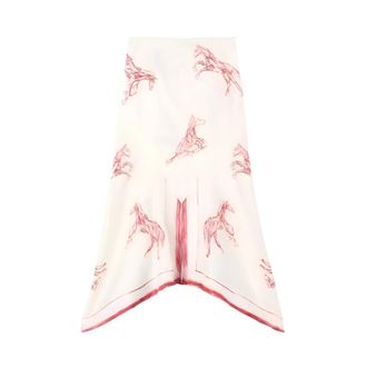 R&oacute;he Silk Ballpoint Horse Barolo Midi-Rock - - Skirts - Damen - Wei&szlig; - S