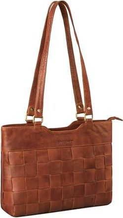STILORD Phoebe Sac a Main Femme Tressé Cuir Vintage Sac Bandoulière Cuir Véritable Femmes Sac Cabas Élégant Sacoche, Couleur:rouge - marron foncé
