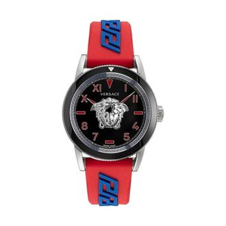 Versace V-Palazzo Herrenuhr- Blau-Rotes Silikon - - Accessories - Herren - Mehrfarbig - ONE SIZE