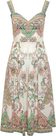 Etro Femme, Robes, Multicolore, Taille: 36 FR Robe Midi Imprim&eacute;e en Coton