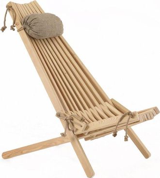 EcoFurn Ecofurn - EcoChair Skandinavischer Gartenstuhl Holz L&auml;rche Natur mit Nackenkissen