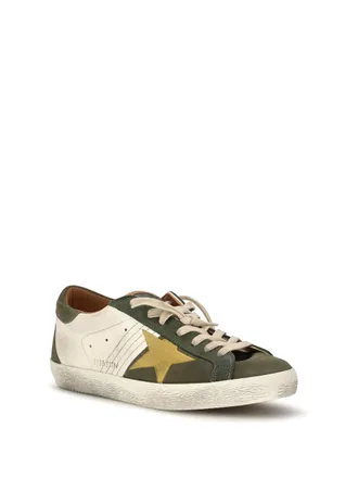 Golden Goose Mens Super Star Sneakers Olive Green-Cream-Ocher Green/cream/ocher
