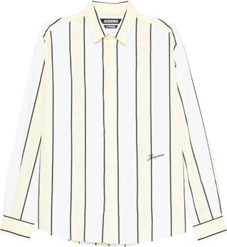 Jacquemus Homme, Chemises, Multicolore, Taille: L Chemise Jaune avec Boutons et Logo Brodé