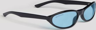 Balenciaga Lunettes de soleil Neo en ac&eacute;tate recycl&eacute; avec monture ovale et logo