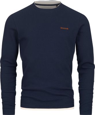 Indicode Herren INSigfinn Langarmshirt aus Baumwollmix | Herrenshirt Langarm Longsleeve Shirt M&auml;nner Navy, XXL