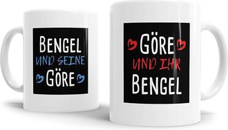 Tassendruck Pärchen-Tassenset für Sie & Ihn Bengel & Göre Geschenk/Partner/Liebe/Love/Beziehung/Paare/Beste Qualität - 25 Jahre Erfahrung