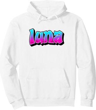 BDAZ Luna Graffiti Personalisierter Name Blau Rosa Frauen M&auml;dchen Pullover Hoodie