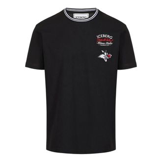 Iceberg Homme, Tops, Noir, Taille: M T-Shirt en jersey de coton coupe classique