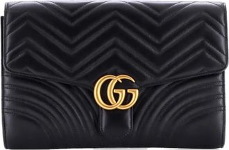 Gucci GG Marmont Flap Matelasse Leather clutch bag - Schwarz