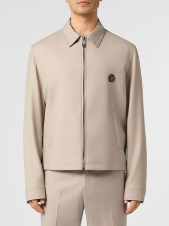 Philipp Plein Veste chemise en laine m&eacute;lang&eacute;e &agrave; monogramme Hexagon