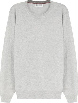 Brunello Cucinelli Kaschmir Pullover mit Rundhalsausschnitt - - Knitwear - Herren - Grau - 4XL