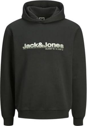 Jack & Jones Jcopuff Sweat à Capuche Sweatshirt, Noir/imprimé : JJ, M Homme