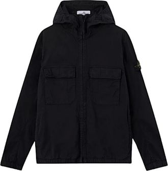 Stone Island Homme, Vestes, Noir, Taille: L 4100077 Veste &agrave; capuche en twill de coton stretch