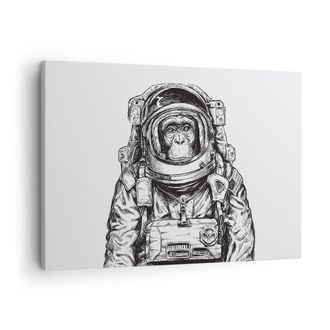 Arttor Bilder auf Leinwand Schimpanse Astronaut Zeichnung Leinwandbild 70x50cm Wandbilder Dekoration Wohnzimmer Schlafzimmer Küche Deko Klein Wanddeko Bild W