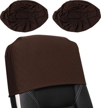 Generic Stretch Kopfst&uuml;tzenbezug f&uuml;r B&uuml;rost&uuml;hle Rutschfester M&ouml;belschutz f&uuml;r B&uuml;rost&uuml;hle mit hoher R&uuml;ckenlehne 2 St&uuml;ck Dunkelbraun