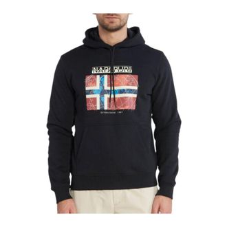 Napapijri Langarm Baumwolle Schwarz Flaggen Hoodie - - Sweatshirts & Hoodies - Herren - Schwarzk - M