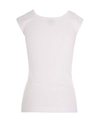 Pinko Womens Ribbed Top Love Birds White White-Snow Cotton Tops White/snow