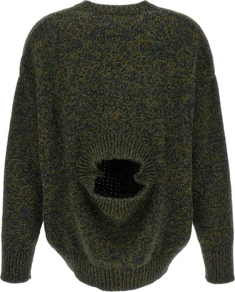 Loewe Double-Neck Melange Wool Sweater - olive