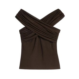 Ami Draped Top - - Tops - Damen - Braun - 3XS