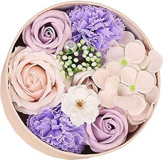 MagiDeal Savon Fleur Savon bo&icirc;te Fleurs parfum&eacute;es pour la f&ecirc;te des Enseignants Mariage Saint Valentin Cadeaux, &eacute;pouse, Petite Amie, Violet