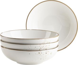 Mäser Serie Pintar, hochwertiges Schüssel-Set, 4-teilig mit Ø 22 cm, mit heller Glasur, visuellen braunen Sprenkeln und feinem Rand im Vintage Handmade Look