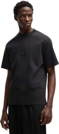HUGO BOSS Herren Debostac T-Shirt aus Interlock-Baumwolle mit Stack-Logos Schwarz001 XL
