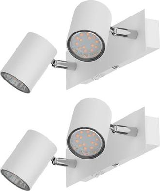 LEDs Com 2 pi&egrave;ces Spot mural WAIKA, &agrave; deux flammes, avec interrupteur, blanc mat, incl. ampoules LED GU10 227lm blanc chaud chacune