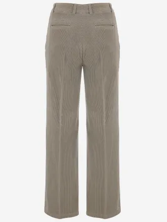 Ql2 Quelledue Womens Stretch Cotton Trousers Beige