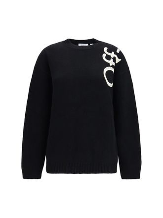 Off-white Womens Crewneck Sweater Vertical Bookish Black-Ivory Merino Wool (ovis Aries) Black/ivory