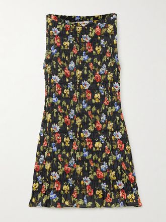 Dôen Gianna Minikleid Aus Ramie Mit Blumenprint Und Raffungen - Mehrfarbig