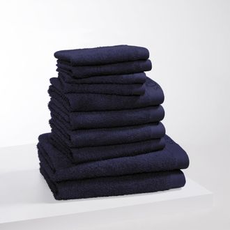 s.Oliver 10 TLG Handtuch Set - 100% Baumwolle, 600 g/m², weich & angenehm, 4X Gästehandtücher + 4X Handtücher + 2X Duschtücher dunkelblau