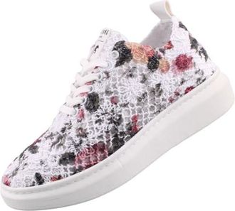 Mustang Jeans Femme 1468-301 Basket, Blanc/Rouge, 36 EU