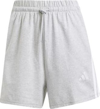 adidas Adidas Essentials Short en Coton &agrave; 3 Bandes pour Femme, Gris Clair Melange White, L