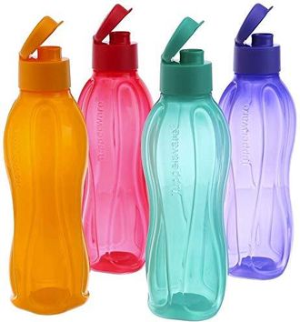 Tupperware Lot de 4 bouteilles deau Tupperware - Fliptop - 1 litre - &Agrave; r&eacute;frig&eacute;rer