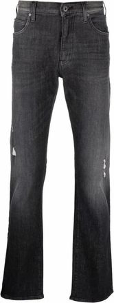 Emporio Armani Homme, Jeans, Noir, Taille: W38 Pantalon Gris Plaque Logo