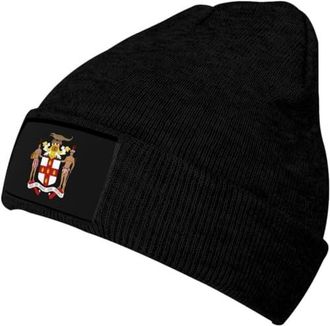 Generic Bonnet en Tricot Armoiries De La Jamaïque Léger Knit Cuffed Beanie Doux Chapeau pour Ski Hiver Sports