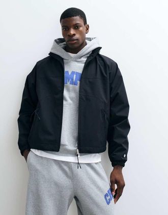 Champion Future Memories Oversize-Jacke mit durchgehendem Rei&szlig;verschluss in Schwarz
