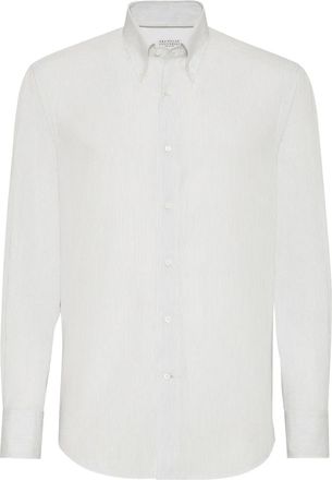 Brunello Cucinelli chemise en popeline à rayures - Blanc